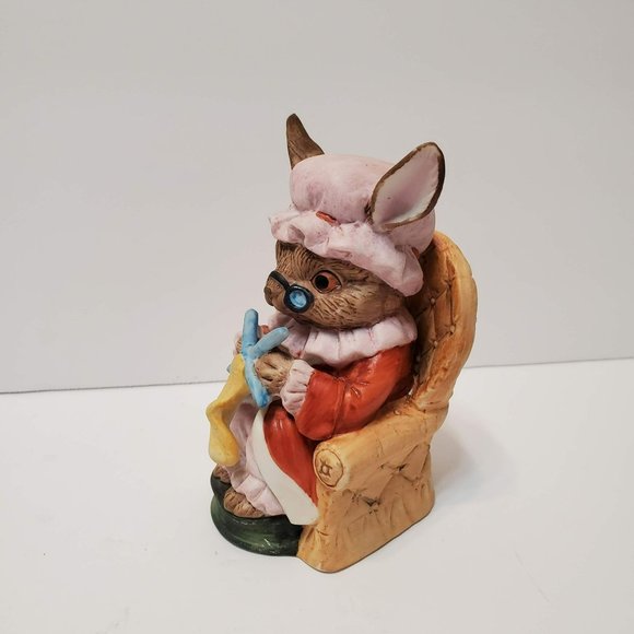 Accents | Grandma Rabbit Figurine Knitting Bunny Porcelain Easter Bunny ...